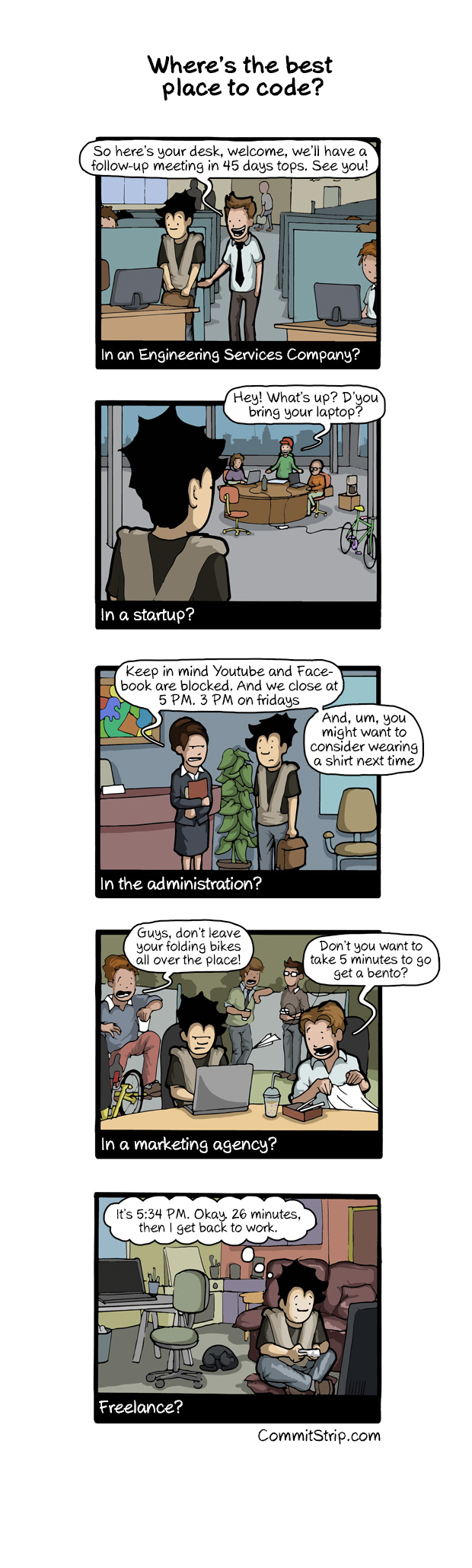 Where's the best place to code? | CommitStrip