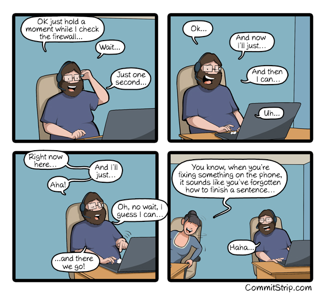 Debugging on the phone | CommitStrip